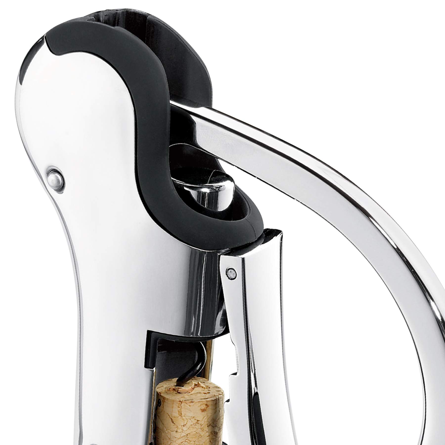 Stainless Steel Wine Opener Compact Vertical Corkscrew Wine Bottle Opener with Foil Cutter