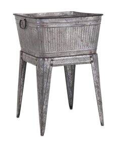 benjara multi functional galvanized metal tub on stand, gray