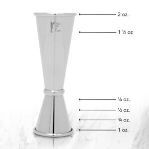 The Art of Craft Japanese Jigger: 1oz 2oz Stainless Steel Double Cocktail Jigger with Measurements Inside – Measuring Tool for Bartenders