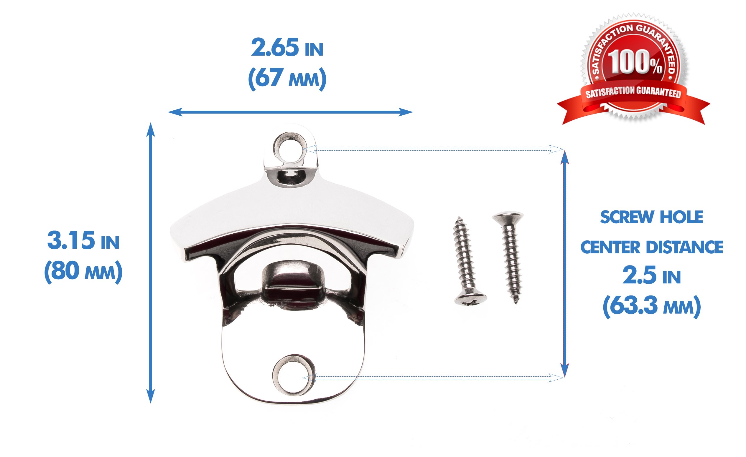 Choice Marine 316 Stainless Steel Wall Mounted Bottle Opener with Mounting Screws | Rust proof Beer Bottle Opener for Bars, Patios, Boats, KTV, Hotels | Beer Opener Wall Mount, Pack of 1, Silver