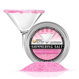 brew glitter shimmering pink cocktail rimming salt, drink rimmer for beverages, cocktails, margaritas, drinks, kosher certified, vegan (4 oz, shimmering pink)