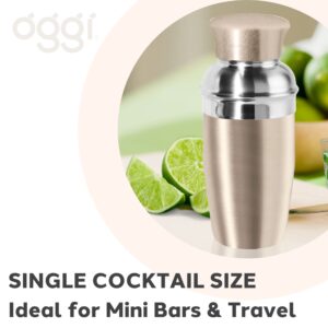 OGGI Mini Cocktail Shaker 10oz - Gold, Stainless Steel - Ideal Single Serve Martini Shaker, Great Small Size Suitable for Mini Bar, On the Go, Travel, RV, Camping