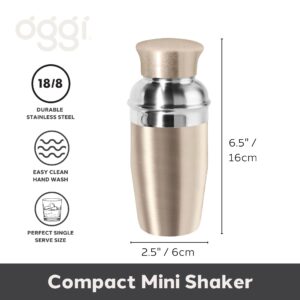 OGGI Mini Cocktail Shaker 10oz - Gold, Stainless Steel - Ideal Single Serve Martini Shaker, Great Small Size Suitable for Mini Bar, On the Go, Travel, RV, Camping