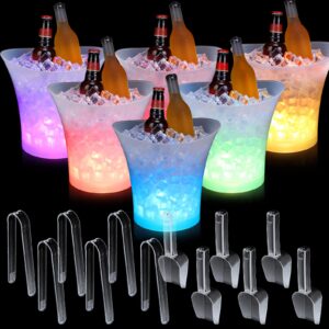 18 pcs led ice bucket bulk with scoop and clip 5 l ice bucket 7 color changing led light ice bucket acrylic clear beverage champagne beer wine cooler bucket for party bar club ktv restaurant home