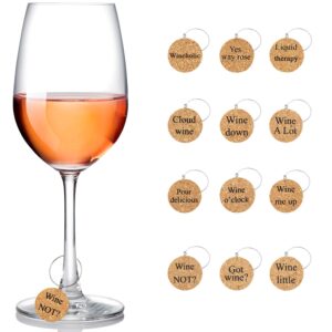 12 pieces wine glass charms markers drink markers for wine glass champagne flutes cocktails, martinis (wooden, 12 pieces)