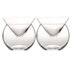 duebel glass caviar chiller server set of 2 – universal martini, wine, liquor shrimp cocktail chiller cups set of 2