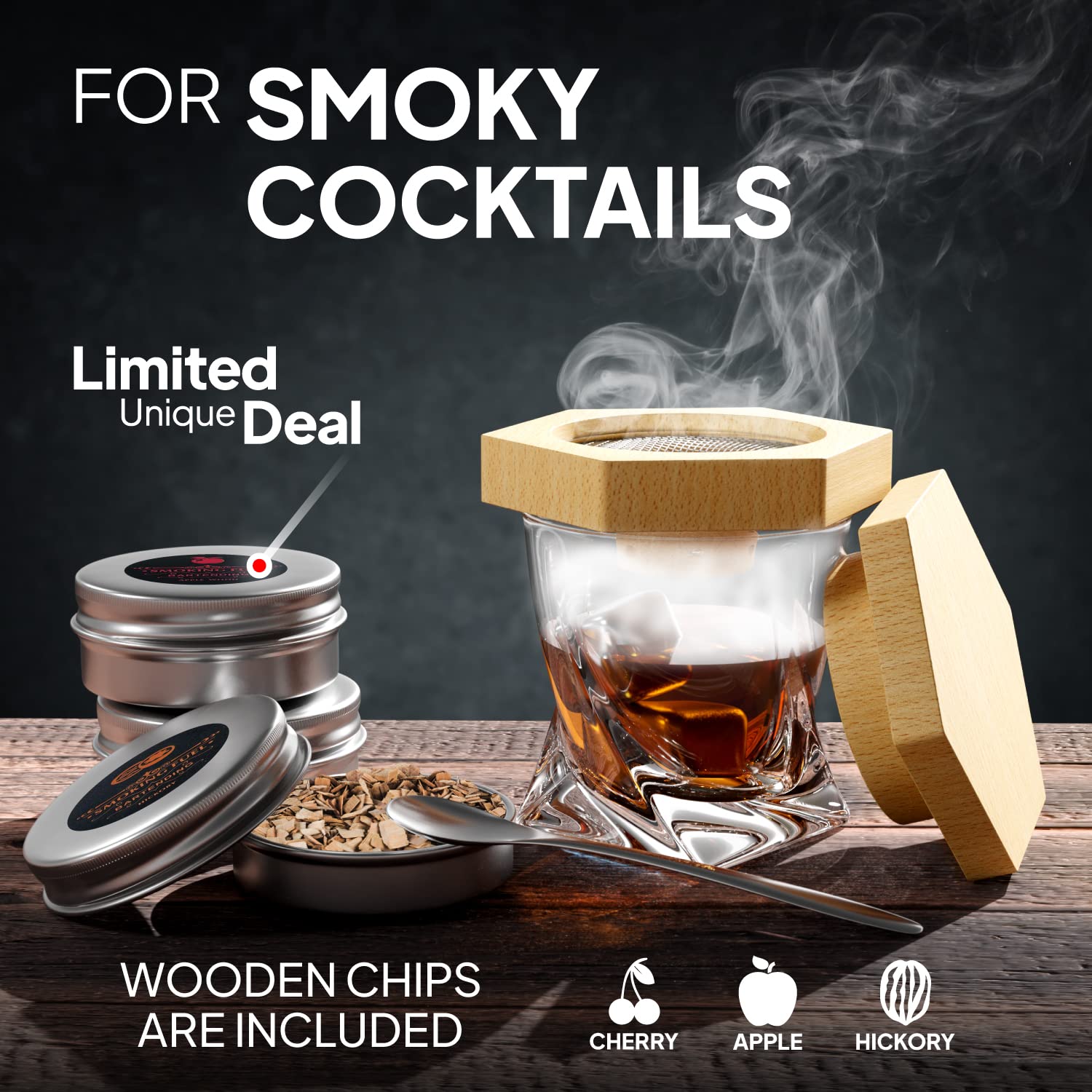 Alonino Bartender Cocktail Kit & Smoking Kit - Bartender Kit & Cocktail Shaker, Whiskey & Cocktail Shaker Set - Whiskey Smoker Cocktail Set for Drinks, Old Fashioned Cocktail Smoker - 21 Piece Bar Set