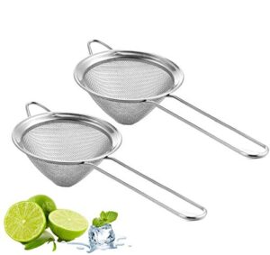 fine mesh strainer for bar -stainless steel conical strainer for cocktail drink bar strainers bartender bar tool, 3.5" inch (2 pcs)