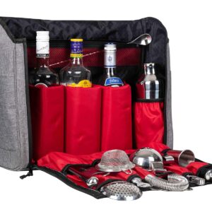 Jillmo Travel Bartender Bag, 16 inch Portable Cocktail Shaker Set Bag-Grey (Bag Only)