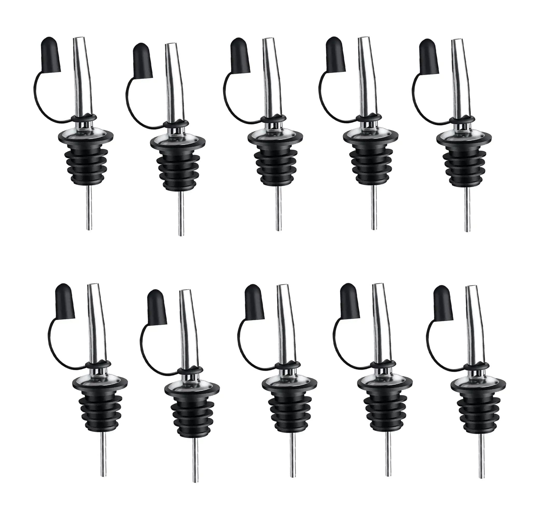 24 Pack Stainless Steel Liquor Bottle Pourers with Siamese Rubber Dust Caps bottle spout and Liquor Pourers