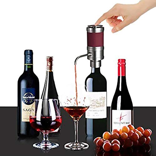 NutriChef Wine Dispenser, Automatic Electric Wine Aerator Pourer w/ Metal Decanter Spout for Red and White Wine Small