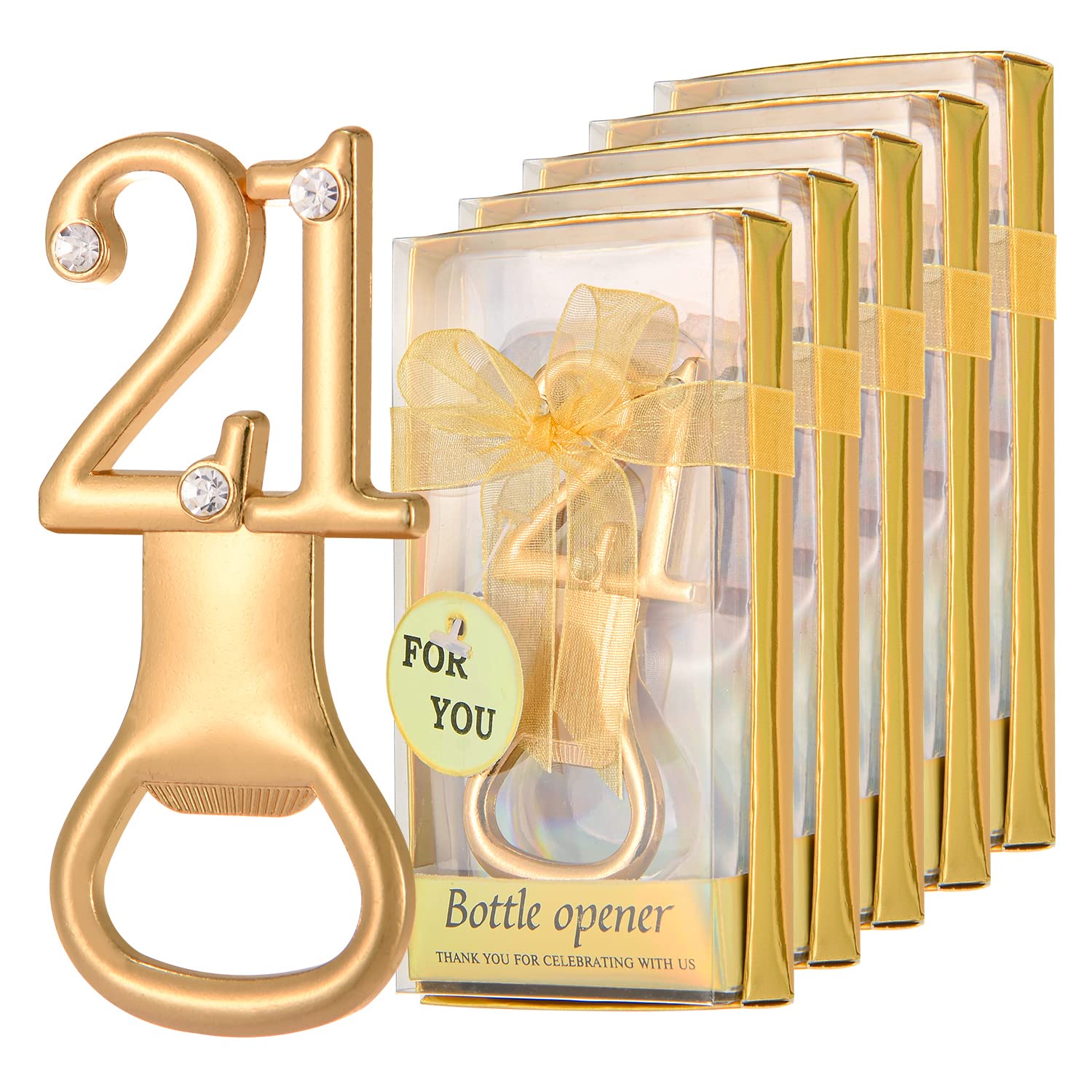 24 Pieces/Packs 21 Bottle Openers for 21th Birthday Party Favors Wedding Anniversary Gidts Decorations or Souvenirs for Guests with Gift Boxes Party Giveaways for Adults (21)