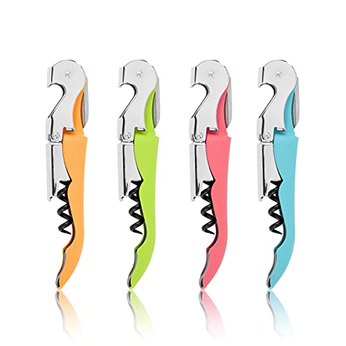 True TrueTap Soft Touch Double Hinged Waiter’s Corkscrew, Stainless Steel Wine Key with Foil Cutter, Multicolor