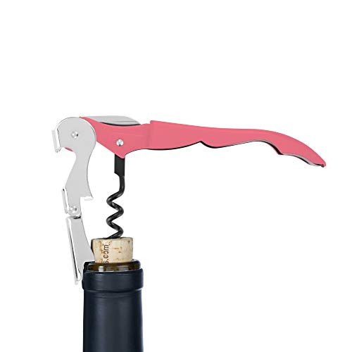 True TrueTap Soft Touch Double Hinged Waiter’s Corkscrew, Stainless Steel Wine Key with Foil Cutter, Multicolor