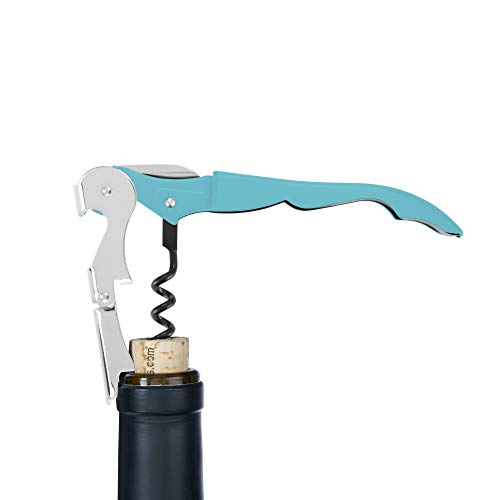 True TrueTap Soft Touch Double Hinged Waiter’s Corkscrew, Stainless Steel Wine Key with Foil Cutter, Multicolor