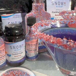 Snowy River Americas Cocktail Sugar - Kosher All Natural Red, White, and Blue Cocktail Rimmer and Coffee Rimmer (Americas, 4oz Bag)