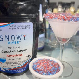 Snowy River Americas Cocktail Sugar - Kosher All Natural Red, White, and Blue Cocktail Rimmer and Coffee Rimmer (Americas, 4oz Bag)