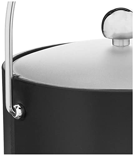 Kraftware Bartenders Choice Fun Colors Collection Ice Bucket 3-Quart, Black, Double Wall Construction, Keep Ice Perfectly Chilled, Hotel Ice Bucket, Guest Room Bar Area Ice Bucket, Bale Handle