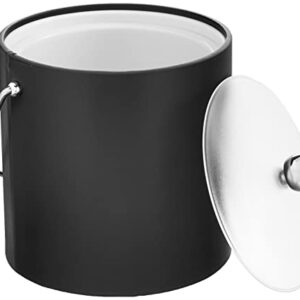 Kraftware Bartenders Choice Fun Colors Collection Ice Bucket 3-Quart, Black, Double Wall Construction, Keep Ice Perfectly Chilled, Hotel Ice Bucket, Guest Room Bar Area Ice Bucket, Bale Handle