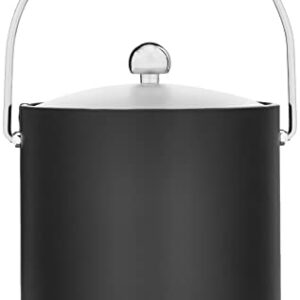 Kraftware Bartenders Choice Fun Colors Collection Ice Bucket 3-Quart, Black, Double Wall Construction, Keep Ice Perfectly Chilled, Hotel Ice Bucket, Guest Room Bar Area Ice Bucket, Bale Handle