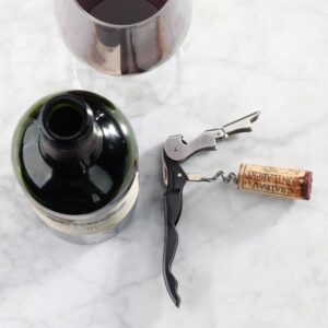 New Star Foodservice 48223 Folding Waiters Wine Bottle Corkscrew Beer Cap Opener with Plastic Bird Style Handle, Black