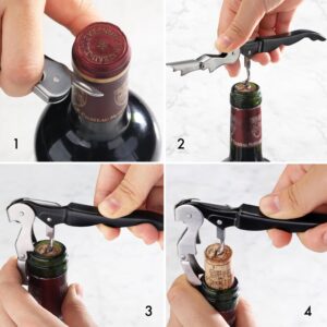 New Star Foodservice 48223 Folding Waiters Wine Bottle Corkscrew Beer Cap Opener with Plastic Bird Style Handle, Black