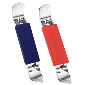 2 pcs magnetic bottle openers manual bottle punch opener church key can opener can punch opener magnetic bottle opener for fridge beer bottles cans beverages (red, dark blue)