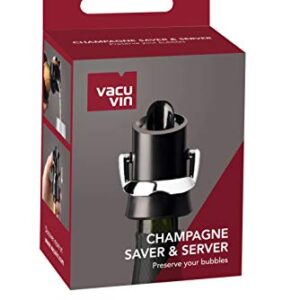 Vacu Vin Champagne Saver & Server - Black - 1 Stopper-Pourer - Keep Champagne Fresh for Up to a Week with Airtight Seal - Vacuum Pump with Champagne Bottle Stopper and Pourer