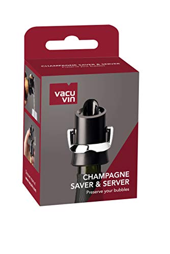 Vacu Vin Champagne Saver & Server - Black - 1 Stopper-Pourer - Keep Champagne Fresh for Up to a Week with Airtight Seal - Vacuum Pump with Champagne Bottle Stopper and Pourer