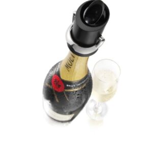 Vacu Vin Champagne Saver & Server - Black - 1 Stopper-Pourer - Keep Champagne Fresh for Up to a Week with Airtight Seal - Vacuum Pump with Champagne Bottle Stopper and Pourer