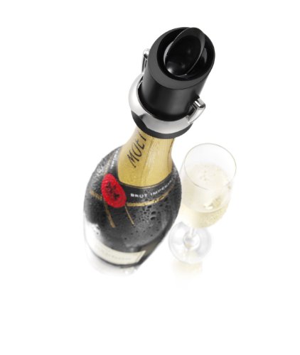 Vacu Vin Champagne Saver & Server - Black - 1 Stopper-Pourer - Keep Champagne Fresh for Up to a Week with Airtight Seal - Vacuum Pump with Champagne Bottle Stopper and Pourer