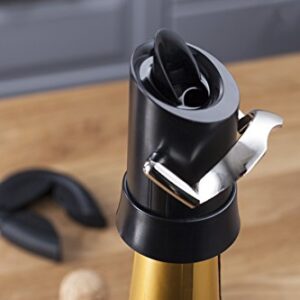 Vacu Vin Champagne Saver & Server - Black - 1 Stopper-Pourer - Keep Champagne Fresh for Up to a Week with Airtight Seal - Vacuum Pump with Champagne Bottle Stopper and Pourer