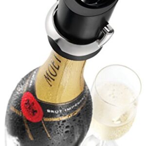 Vacu Vin Champagne Saver & Server - Black - 1 Stopper-Pourer - Keep Champagne Fresh for Up to a Week with Airtight Seal - Vacuum Pump with Champagne Bottle Stopper and Pourer