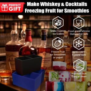 Personalized Silicone Ice Cube Mold Tray with Monogram text initials for Whiskey and Cocktails - 2 Inch Ice Cubes, Ideal for Customized Whisky Bartending Party - Perfect Gift for him