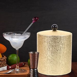 YARNOW Stainless Steel Ice Bucket with Lid and Ice Tong Ice Bucket Champagne Wine Bucket for Cocktail Bar Whisky Wine Gold