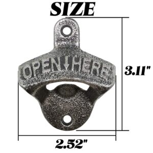 3PCS Cast Iron Wall Mounted Bottle Opener Vintage Beer Bottle Opener Suitable for Bars KTV Hotels Homes (Silver)