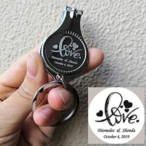 25pcs Personalized Nail Clip Keychain Bottle Openers Wedding Favors Nail Cutter With Bottle Opener Party Favors Halloween Christmas Gift (25Pcs+ Bag)