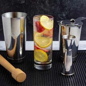 The Art of Craft Professional Cocktail Shaker Set w/Muddler: Boston Shaker Tins, Japanese Jigger, Hawthorne Strainer and Mojito Muddler