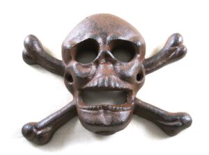 cast iron wall mounted skull & crossbones bottle opener