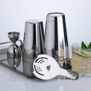 Derrison Boston Shaker Set: 18oz & 28oz Premium Weighted and Unweighted Cocktail Shaker Set with Hawthorne Strainer, Heavy Duty Stainless Steel Bar tools