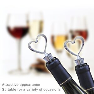 6Pcs Decorative Wine Bottle Stoppers, MERYSAN Stainless Steel Love Shape Design Beverage Bottle Stopper Reusable Plug for Wedding Party Gifts Favors (2Pcs Silver+2Pcs Bronze+2Pcs Gold)