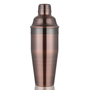 etens cocktail shaker antique copper & bar shaker, martini shaker stainless steel 24 oz with built in strainer for bartending - bartender shaker metal mixed drink mixer | margarita | mixology