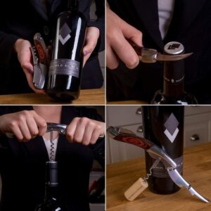 CORKAS Executive Corkscrew,High-end Wine Opener with Premium Rosewood Handle,Double Worm Bottle Opener,Serrated Foil Cutter,Large-Sized Design,Bigger,Heavier and Professional(5.5×1.5×0.7 inch/7.6 oz)