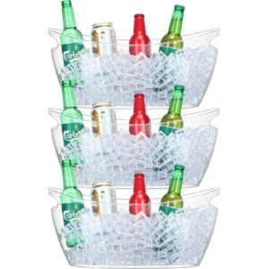 3 pcs 5.5 liter clear ice bucket for parties clear acrylic champagne bucket beverage tub beverage chiller bin with easy to carry handles for wine champagne drink party, fits 3 wine or 5 beer bottles