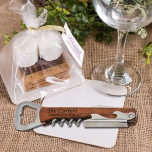 Personalized Corkscrew Wedding Favor Gifts - Custom Engraved Wine and Beer Corkscrew Multi-Tool Set for Bridal Shower, Reception, Party (1)