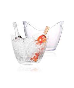 2 pack 4l large capacity beverage tub oval storage bucket,ice buckets for parties plastic wine bucket, beer bucket, like an ice bucket jenigh jewel， transparent