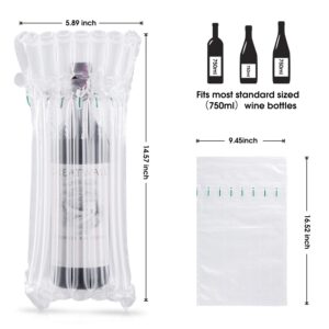 36 PCS Wine Bottle Protector Gas Column Wrap Bags Sleeves Glass Travel Transport Air filled Column Leakproof Cushioning with the Gift Air Pump and A Wine Opener