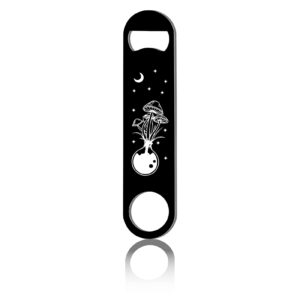 creatcabin 7" funny bottle opener mushroom moon star flat speed openers stainless steel heavy duty for bar pub beer bartenders home kitchen father's day valentine birthday gifts easy to use, black