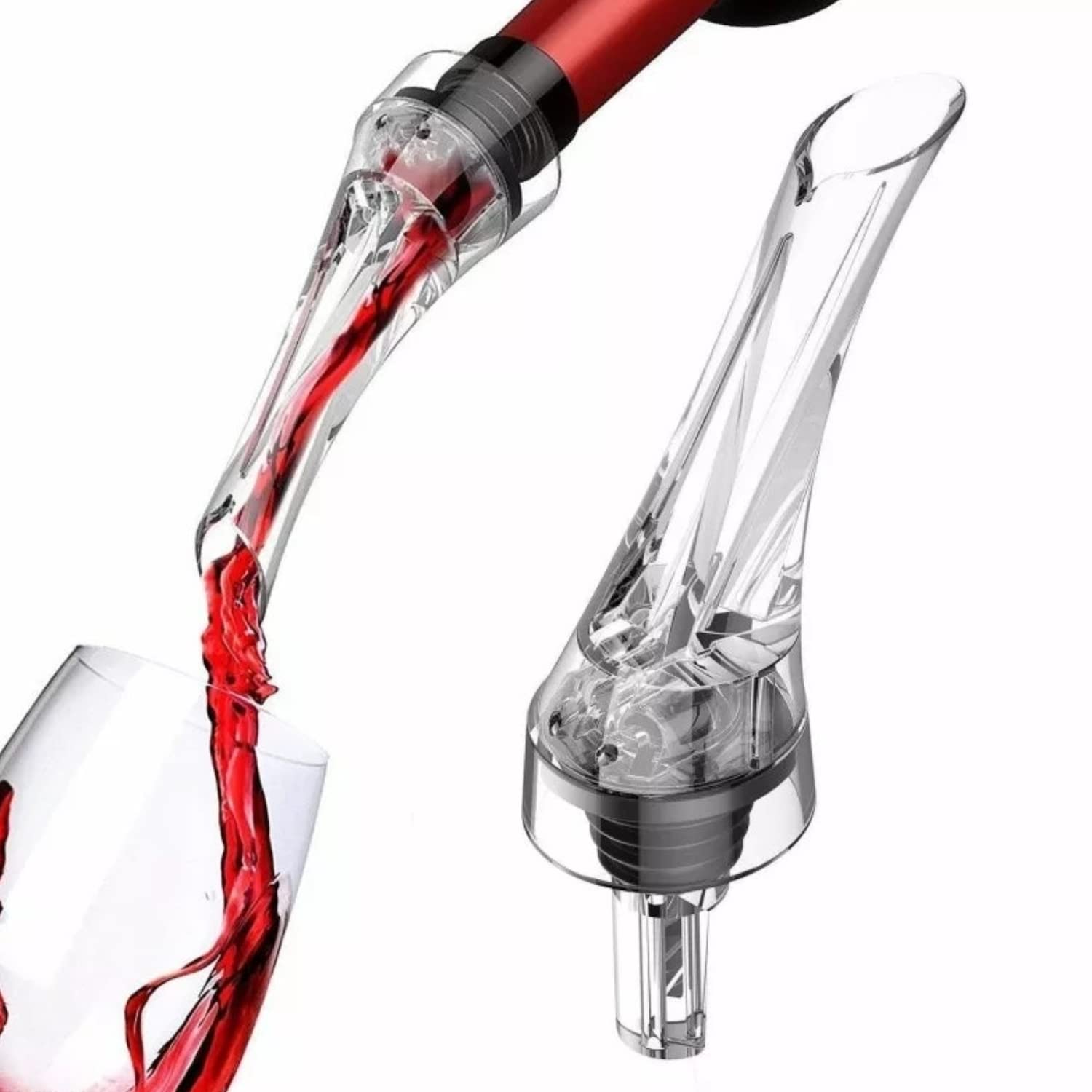 Skyway Wine Aerator Pourer Spout Premium Professional Quality - Instant Aerating No Spill Drip Spout - Enhanced Rich Finish and Improved Flavor - Fits Any Wine Bottle