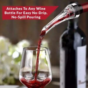 Skyway Wine Aerator Pourer Spout Premium Professional Quality - Instant Aerating No Spill Drip Spout - Enhanced Rich Finish and Improved Flavor - Fits Any Wine Bottle